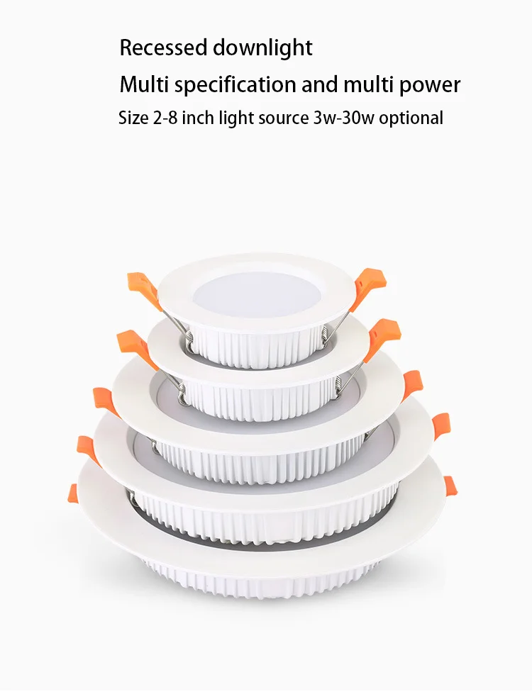 High Quality Indoor Spot Light Three Color Energy Saving Round Recessed ...