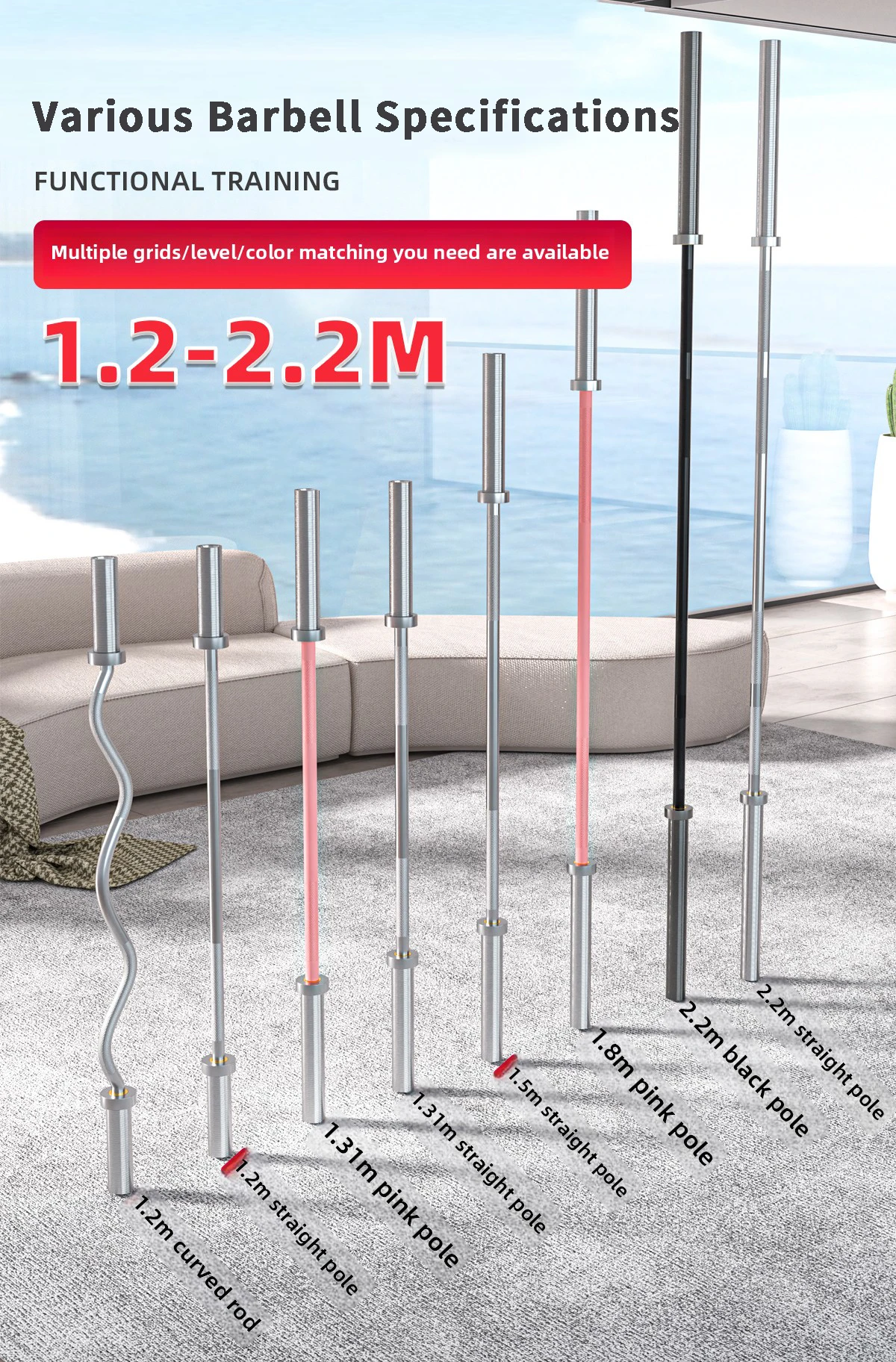 Olymp 20kg Steel Barbell Training Rod Fitness Training Bar 1.2/1.5/1.8 ...