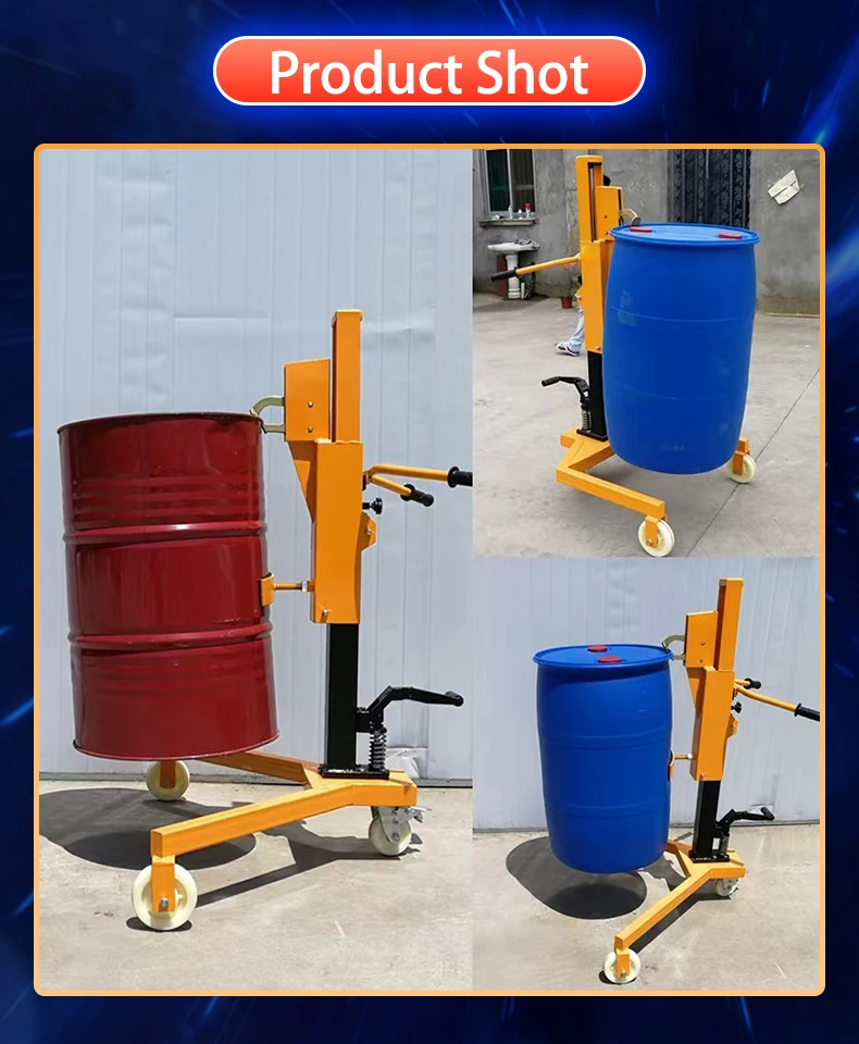 350kg Manual Iron Bucket Oil Drum Lifter Right-angle Loading Capacity ...