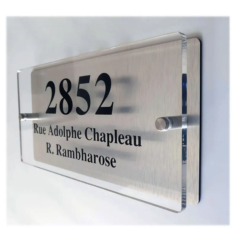 Custom House Number Sign Glass Effect Acrylic Aluminum Name Plaque ...