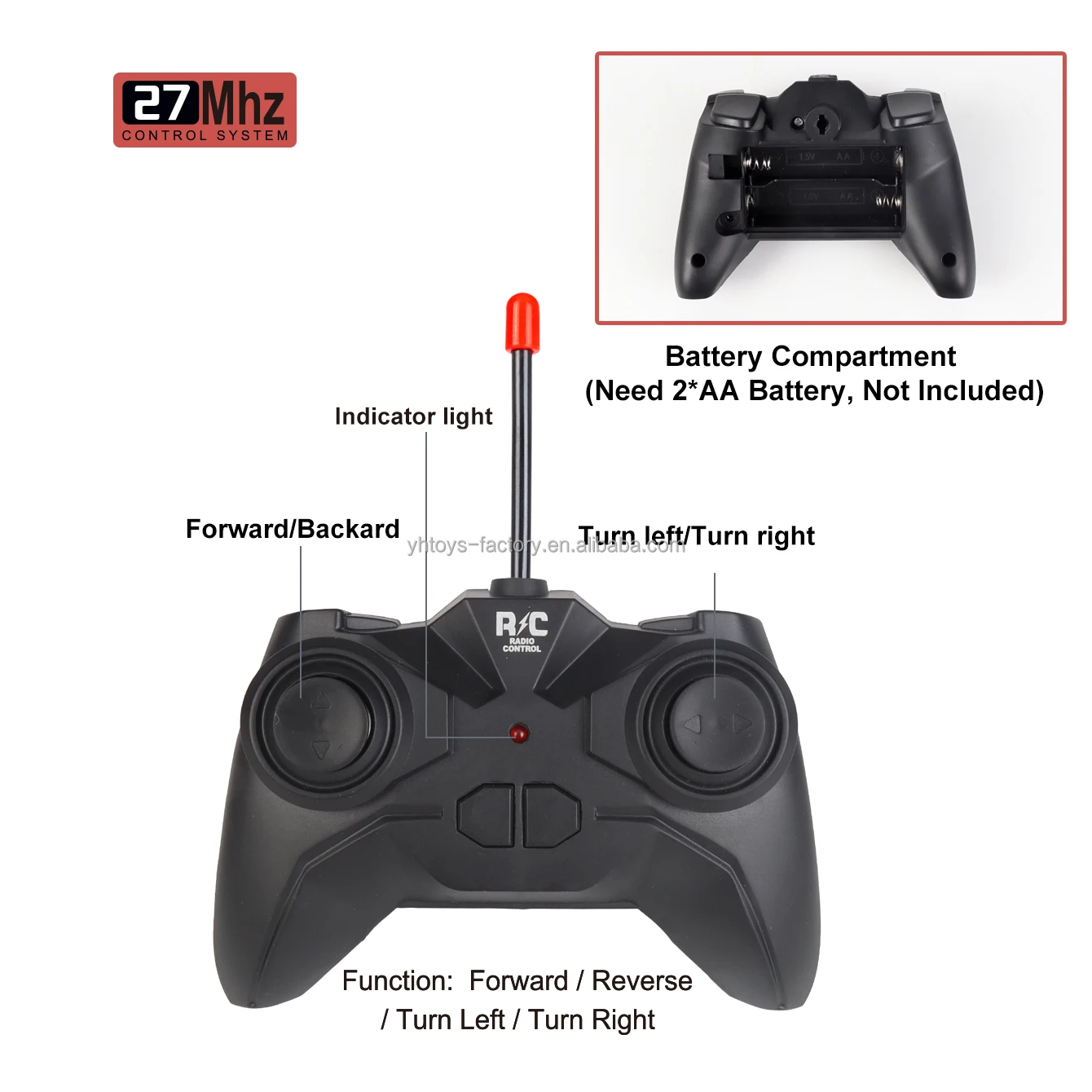 1:24 Scale Led Light Rc Race Car Toy For Kids - Off-road Remote Control ...