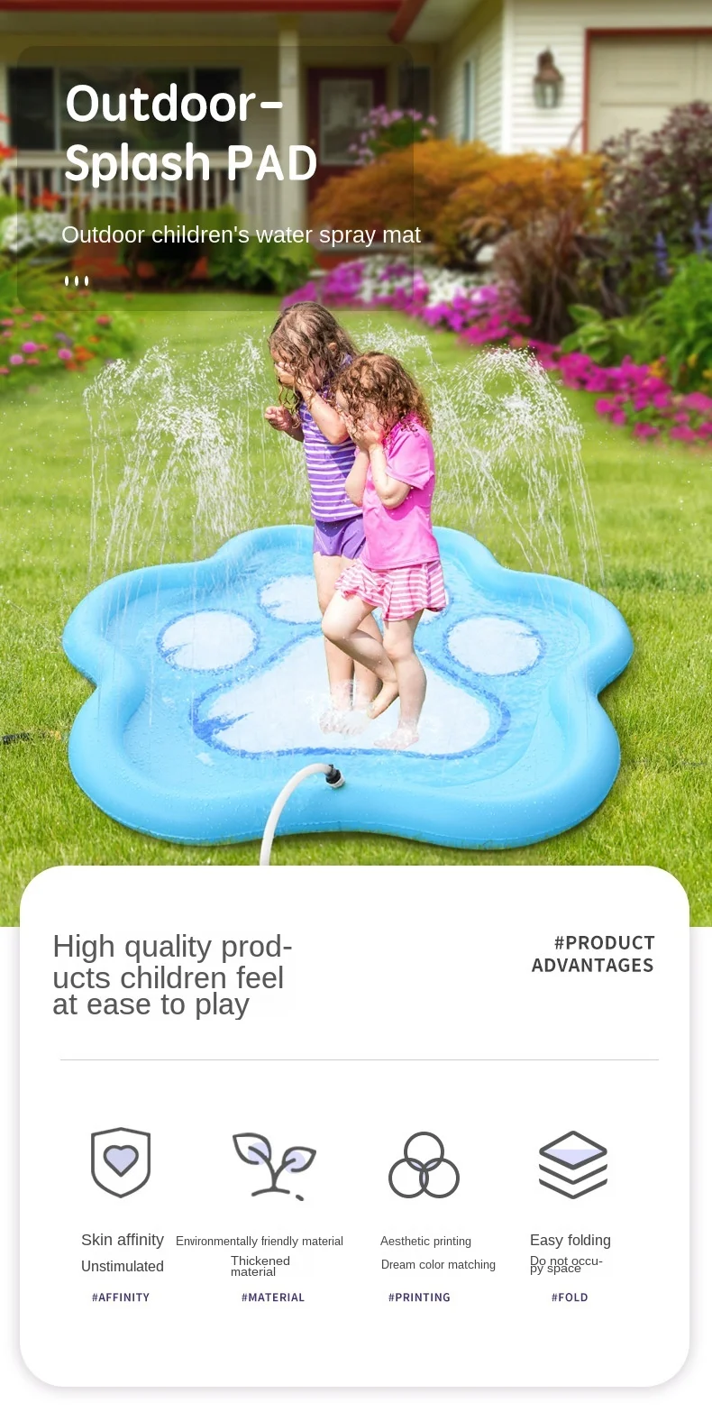 Children Hand Shape Water Sprinkle Mat Aquatic Spray Pad Kids ...