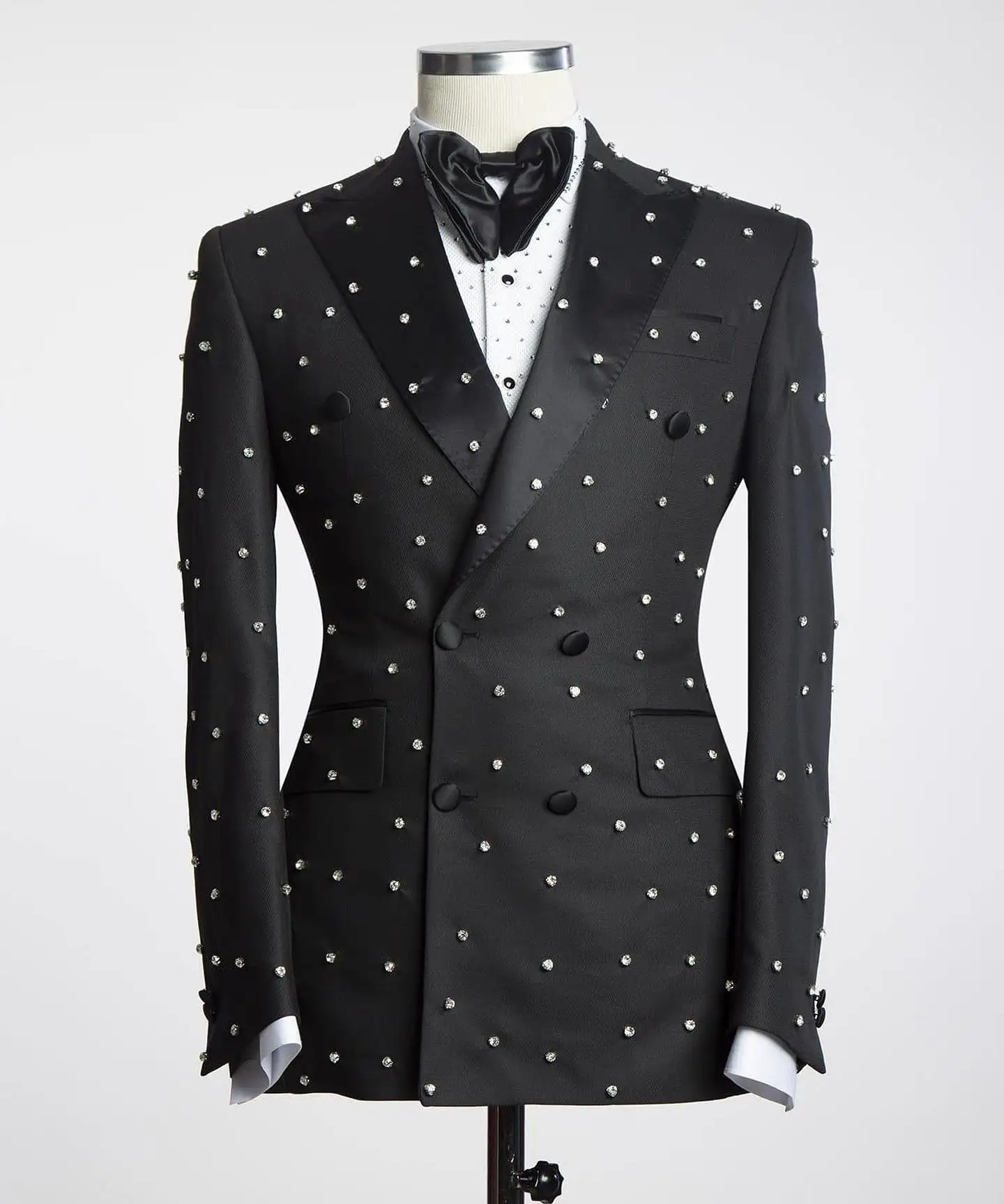 Handsome Shiny Black Diamond Men Suit Wedding Suits for Men Shawl ...