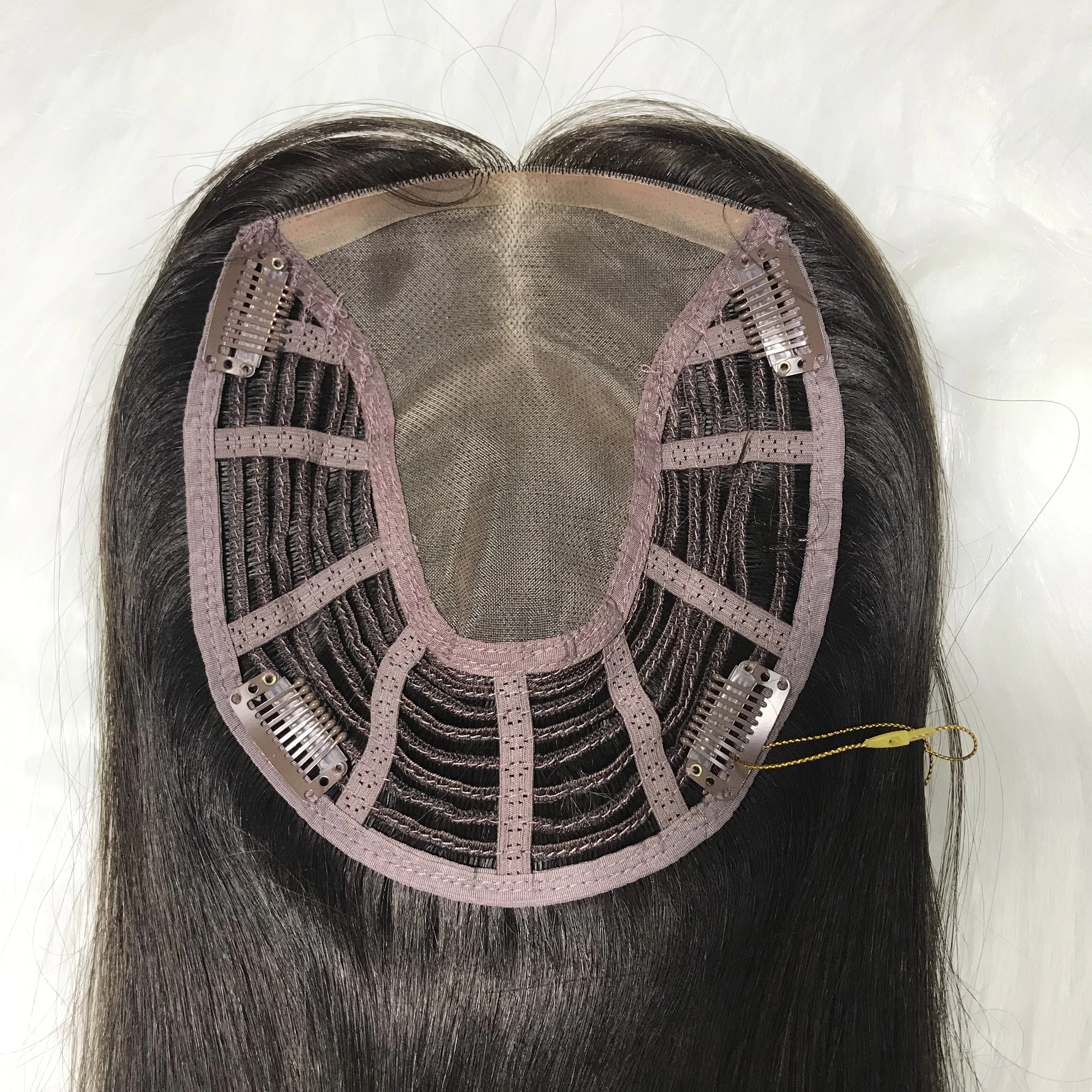 Natural Raw Chinese Jewish Fishnet Human Hair Toupee Women Topper Silk ...