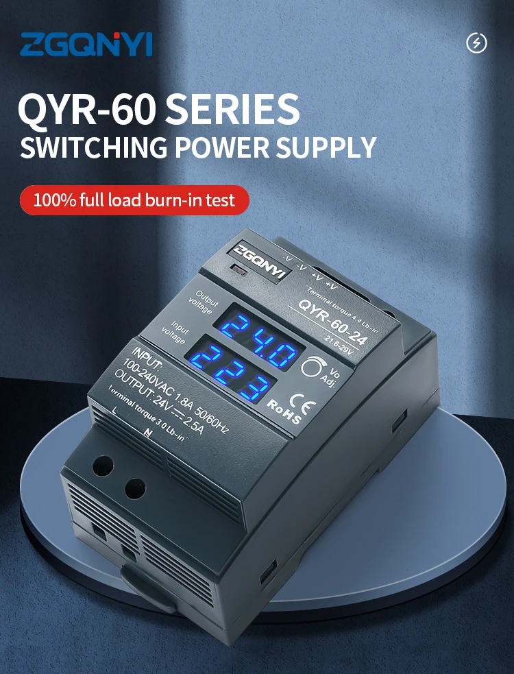 Din Rail Mount Power Supply With Digital Display Qyr-60w-24v Ac Dc ...