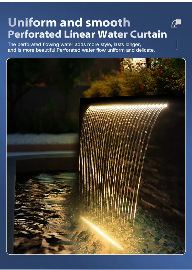 Acrylic Water Wall Blade Curtain Feature Sheer Descent Stainless Steel ...