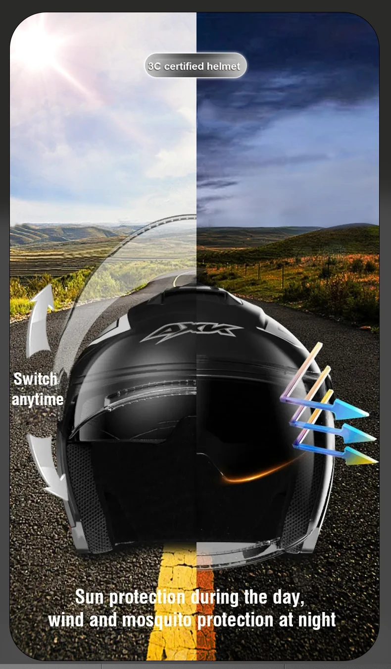 Electric Scooter Helmet - Double Lenses Anti-Uv Protection