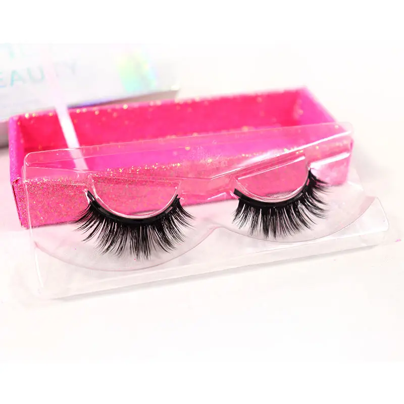 Wholesale Bright Pink Print Logo Lash Boxes Packaging Eyelashes Box ...