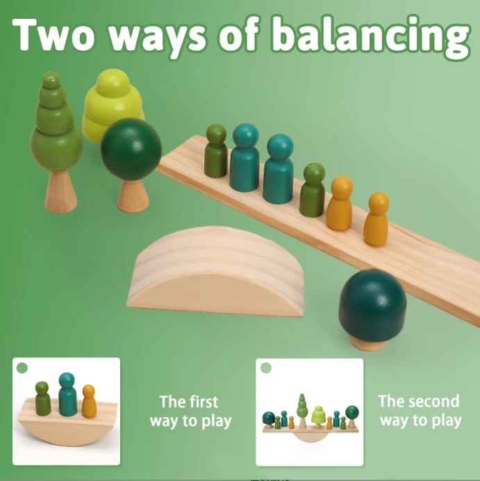 Educational Wooden Balance Blocks Montessori Children Wooden Forest ...