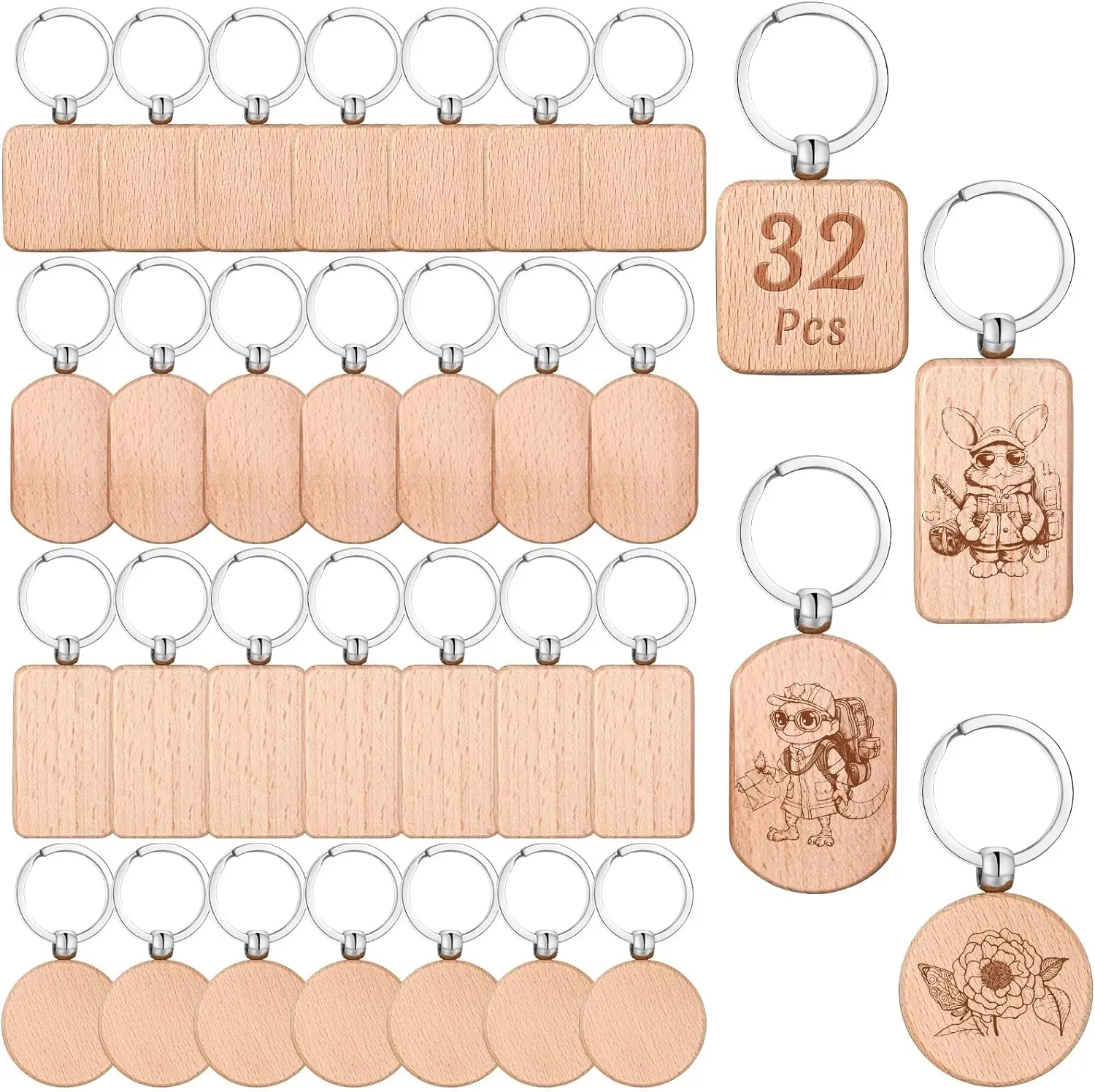 DIY Custom Design Blank Wooden Key Chain Wood Keychain Sublimation ...