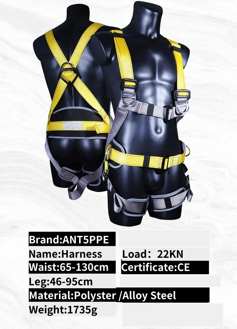 ANT5PPE Full Body Five-Point Safety Harness with Waist and Leg Pads ...