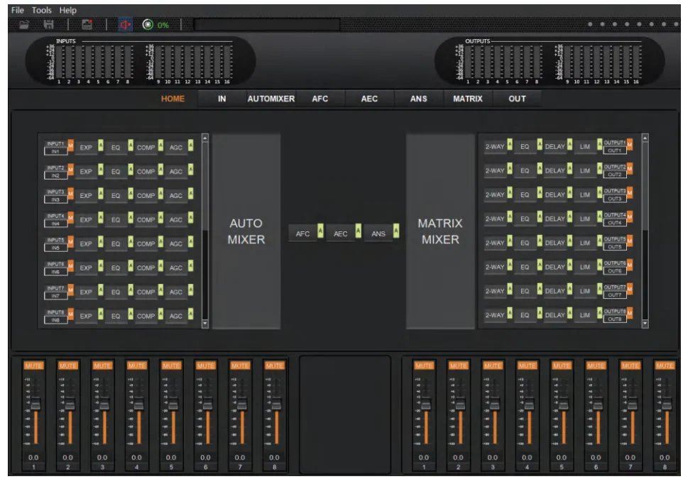 16x16 Digital Audio Processor with DANTE Audio Processor 12-ch Balanced ...