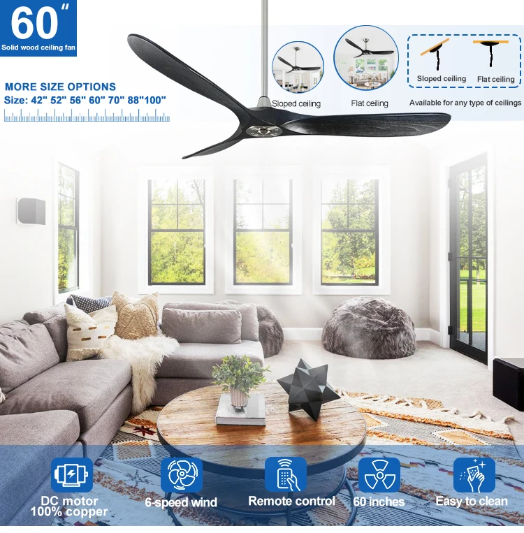 1stshine Decorative 60 Inch Cieling Fan 230v Wood Blades Cele Fan Dc ...
