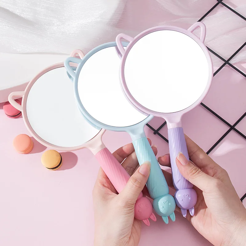 Fashion Cute Custom Cat Ear Portable Girl Makeup Hand Held Mirrors ...