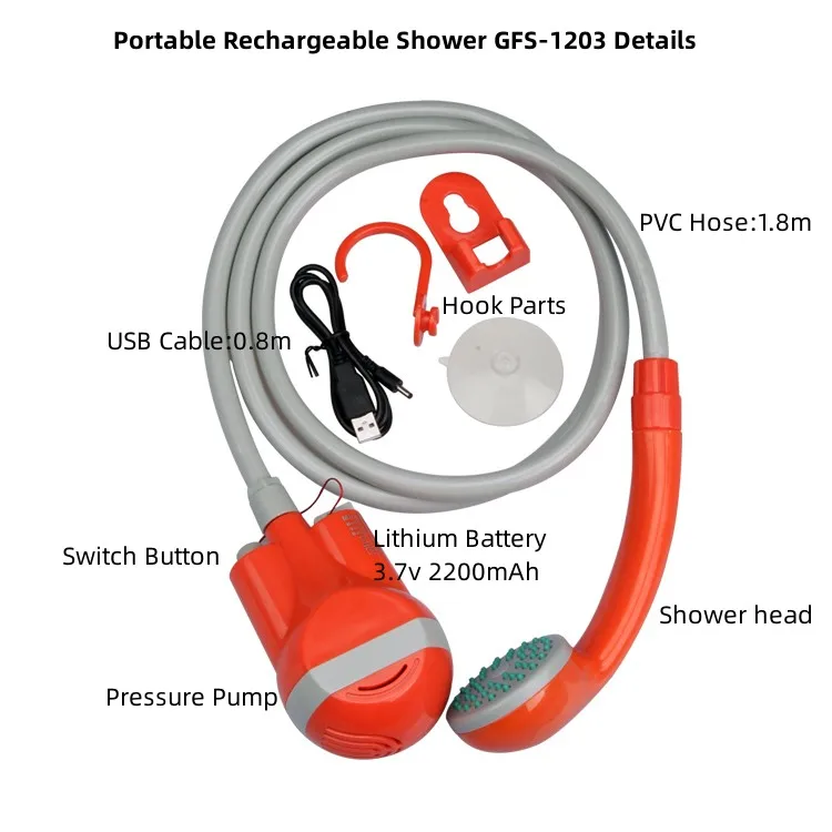 Handheld Battery Powered Shower - Efficient Water Flow