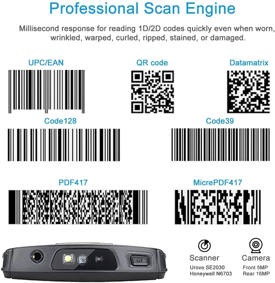 DT50 Touch Screen PDA - 1D/2D Barcode Scanner with 13MP Camera