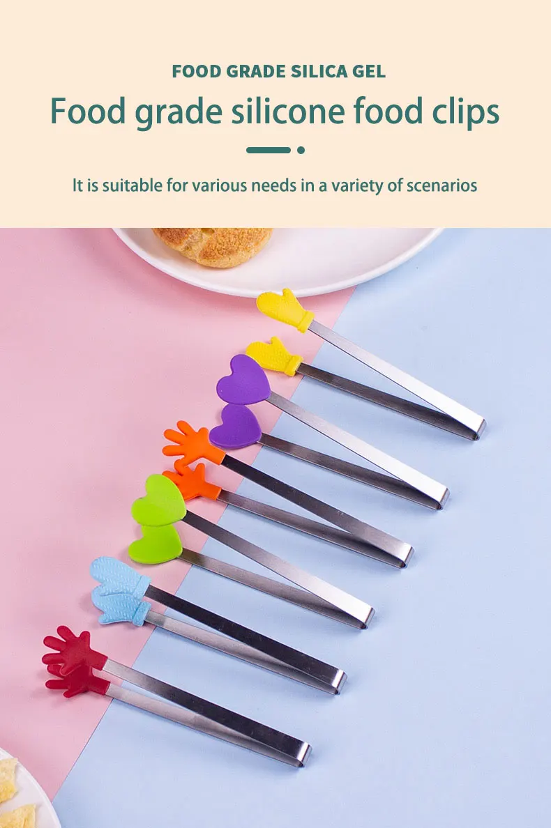Dl202341 Colourful Silicone Food Tong Mini Tongs For Serving Ice Cube ...