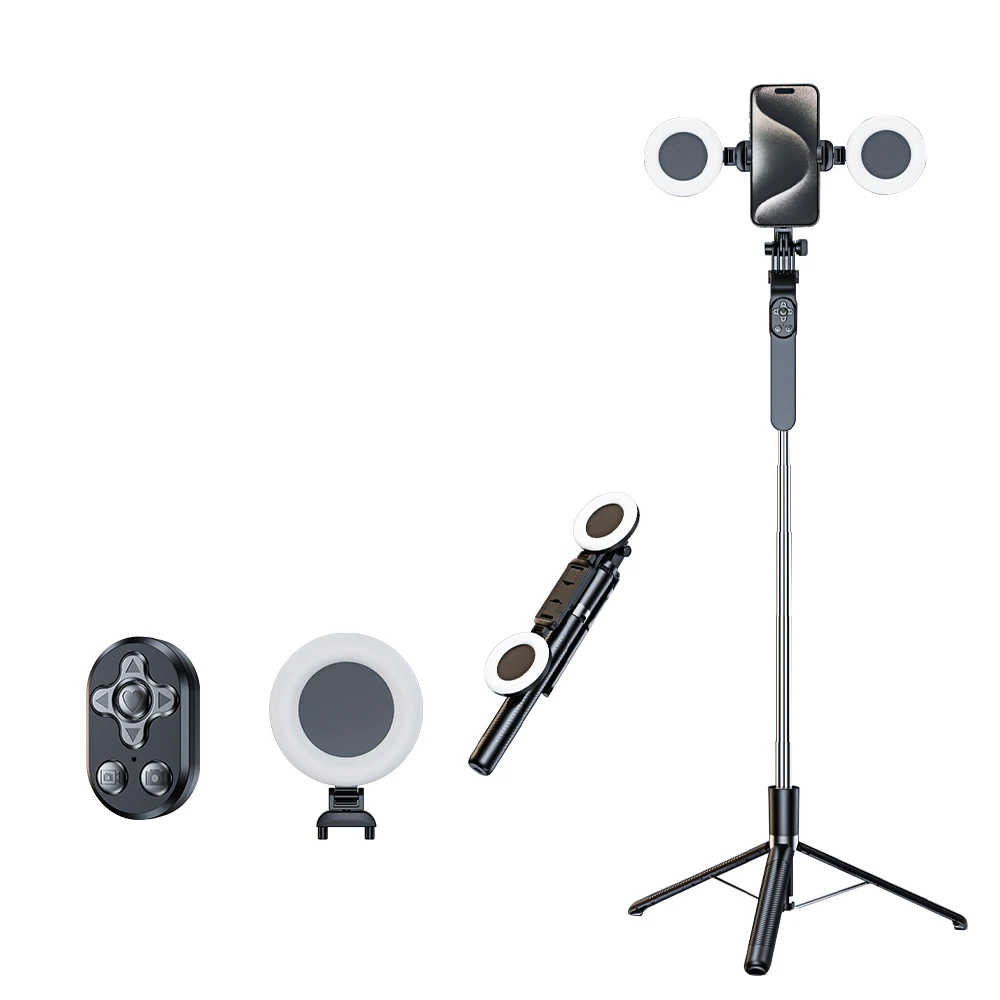2024 1.8m Selfie Stick with 8 Button Remote Control & Ring Light