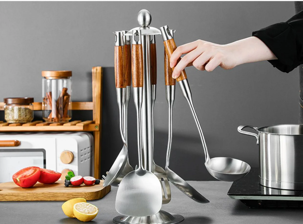 304 Rosewood Long Handle Stainless Steel Stir-Fry Shovel Spoon ...