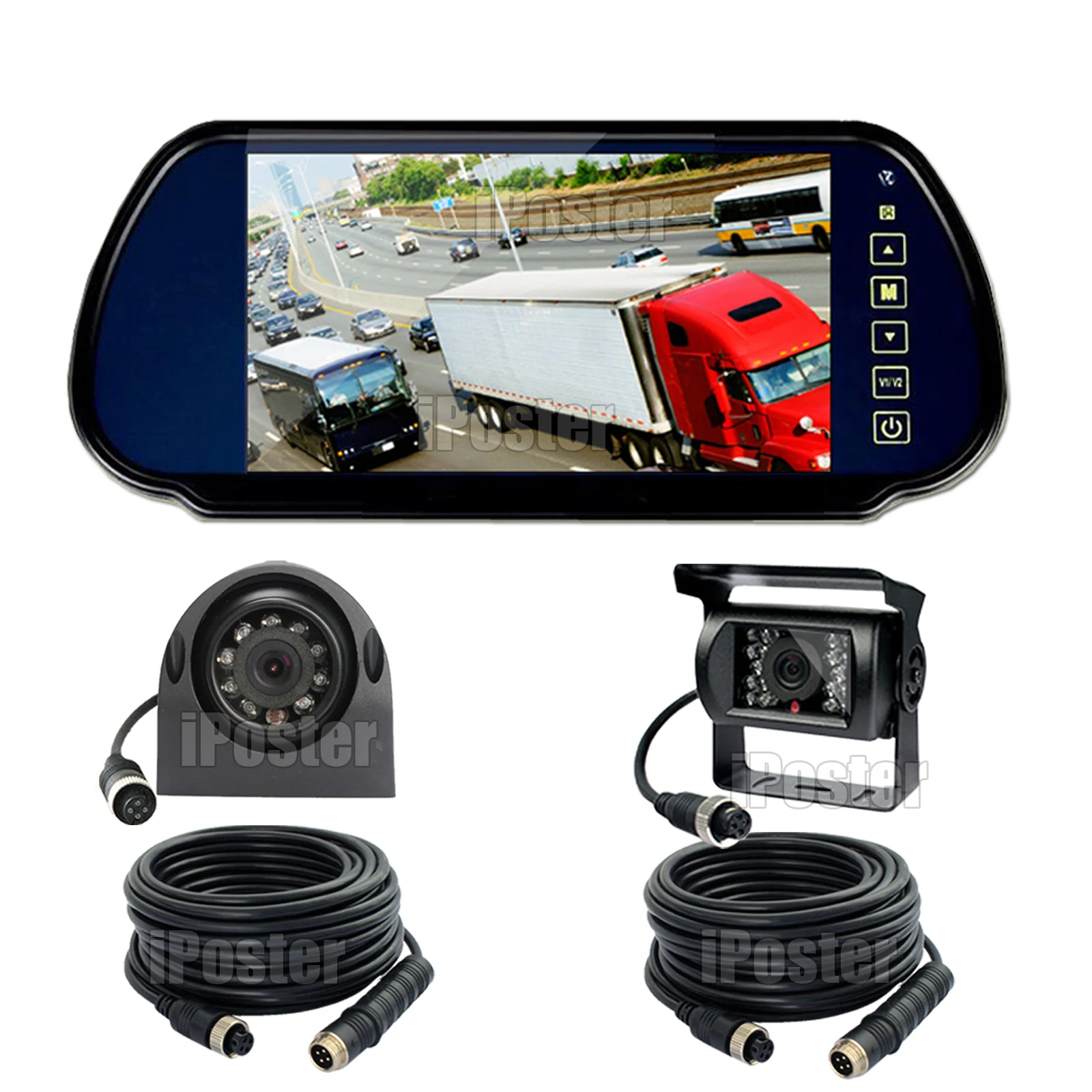 Iposter 7inch Car Reverse Mirror Monitor + Infrared Night Vision Car ...