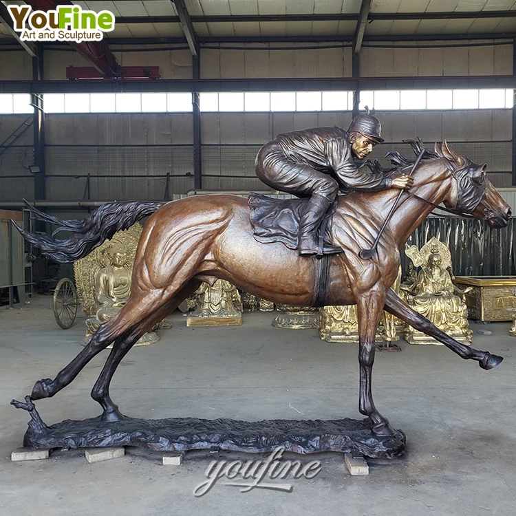 Outdoor Garden Life Size Casting Bronze Horse Racing Statue Sculpture ...