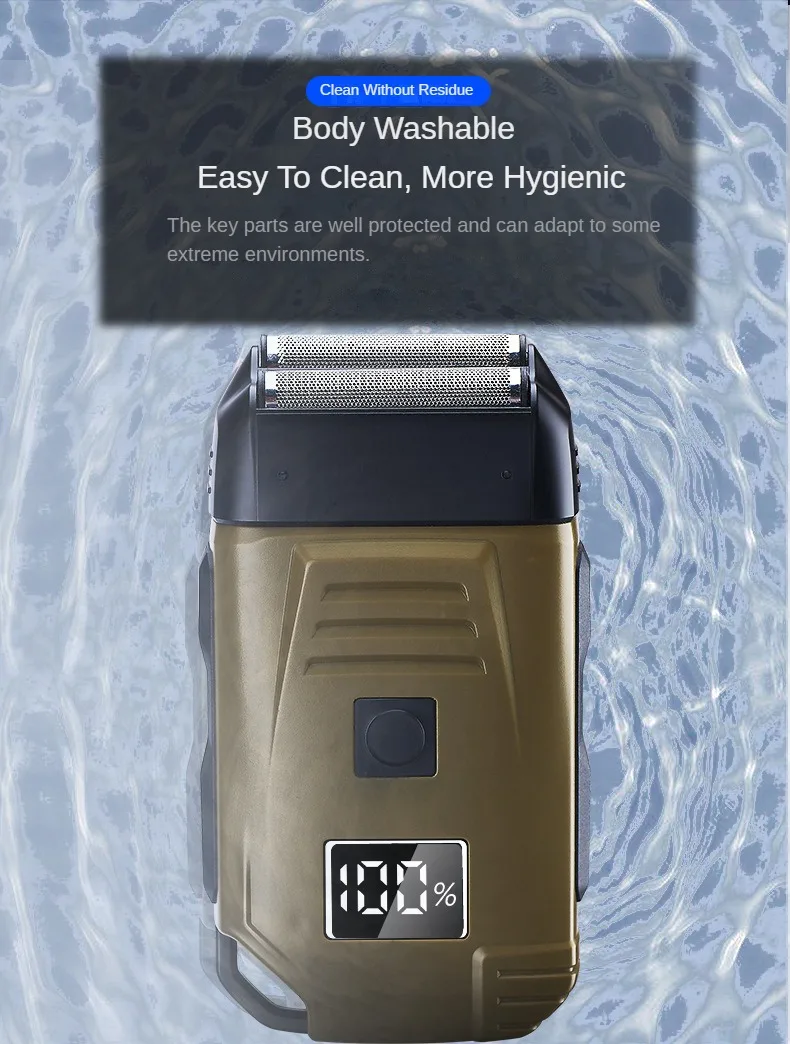 Washable USB Rechargeable Electric Razor 2 Floating Cutter Heads Face ...