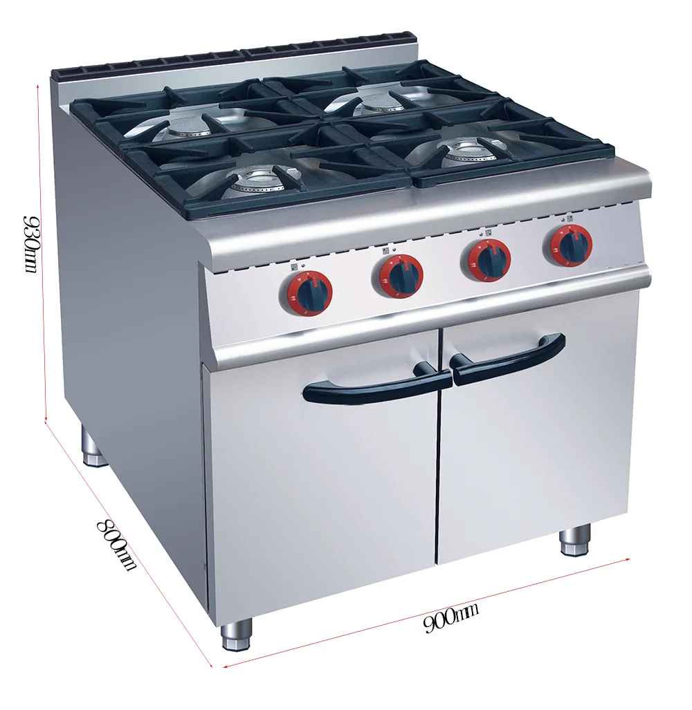Luxury Commercial Gas Cooker 4-burner Gas Range With Cabinet Commercial ...