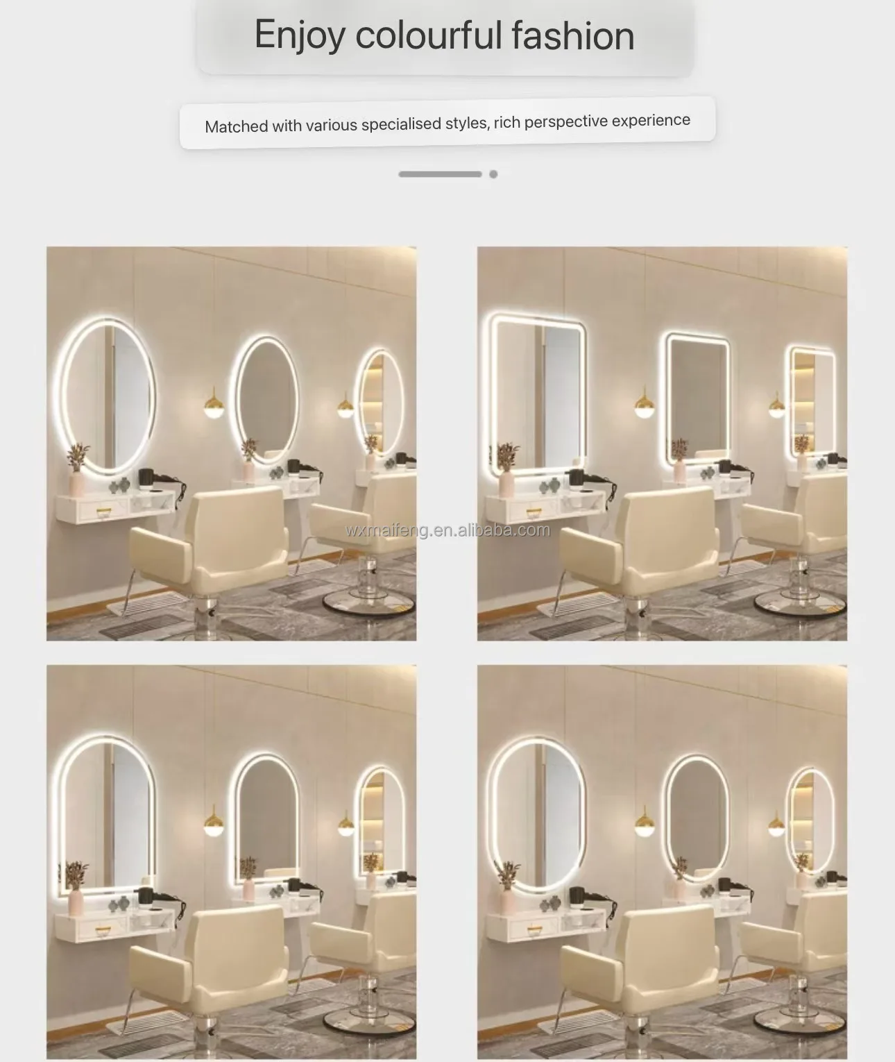 Large Full Length Gold Styling Salon Furniture Aluminium Beauty Led ...