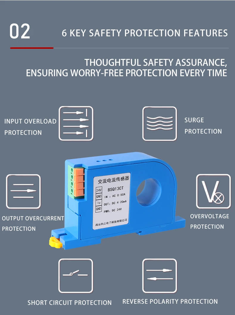 4-20mA RS-485 Current Transmitter Module with AC DC Voltage Detection 12V/24V Hall Effect Sensor ...