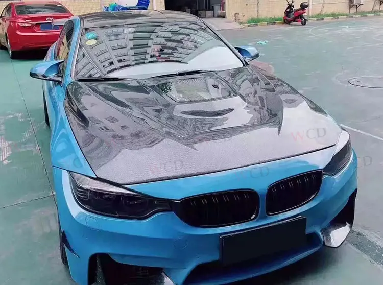 New IMP Style Carbon Fiber Clear Front Engine Hood for M3 M4 F80 F82 ...
