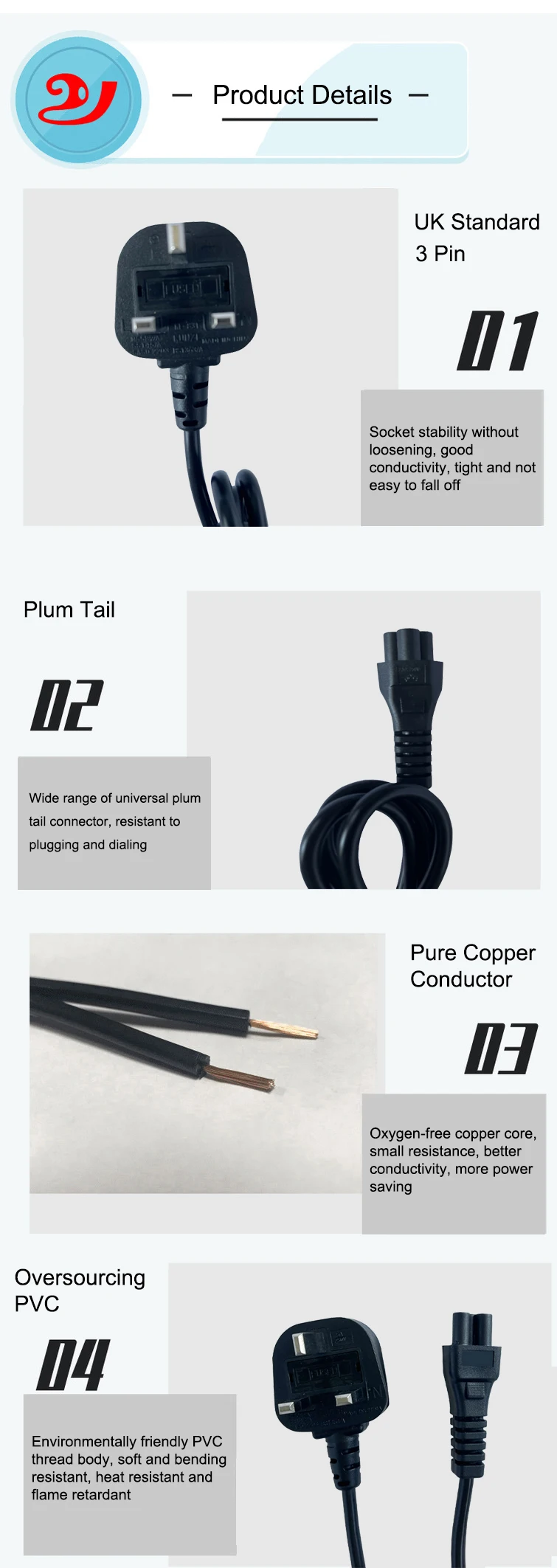 1.5m Uk Plug 3 Prong 1.2m Notebook Laptop Power Cable Power Supply ...