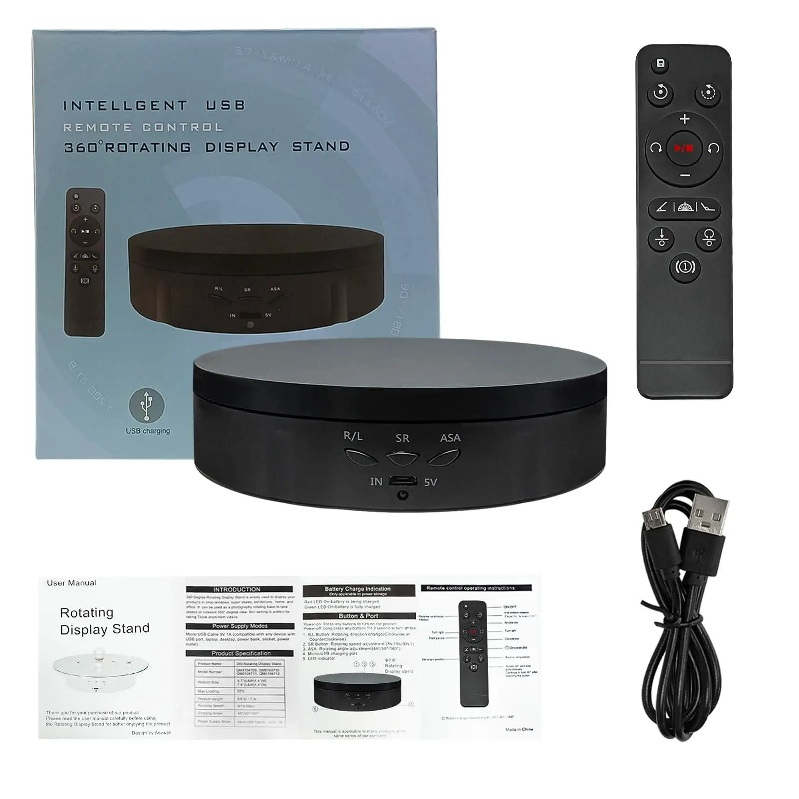 360 Degree Photography Turntable With Remote Control 6 Pvc Backgrounds ...