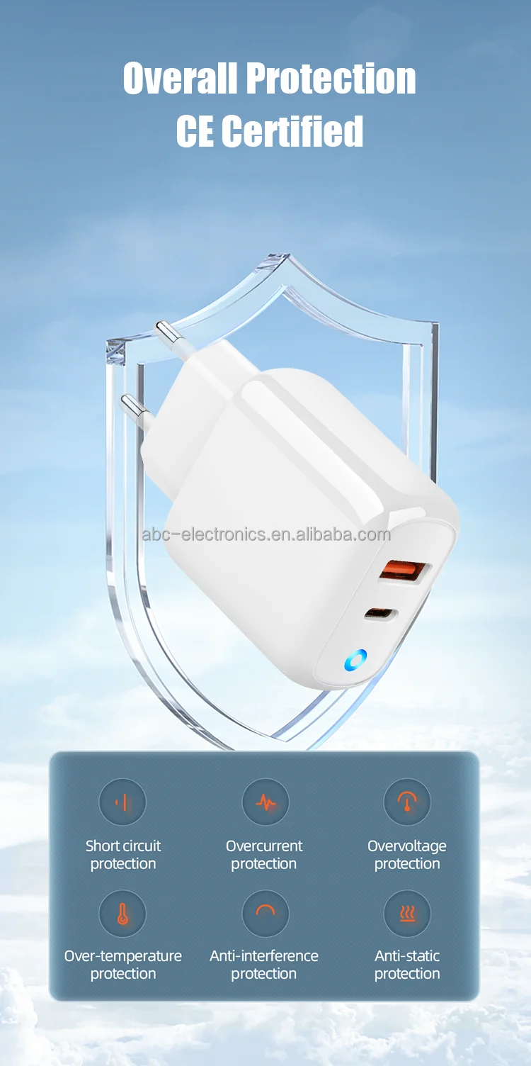 Universal Usb Type C Pd 20w 25w 35w Wall Charger Dual Port Portable Usb ...