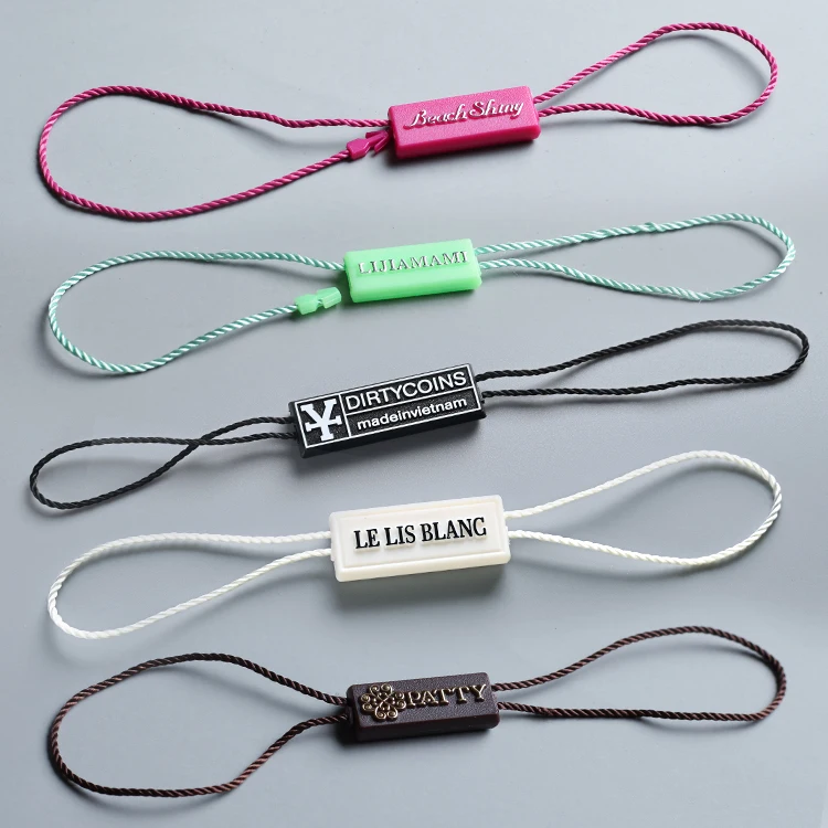 Custom Embossed Logo Garment Plastic Rope Seal Hang Tag