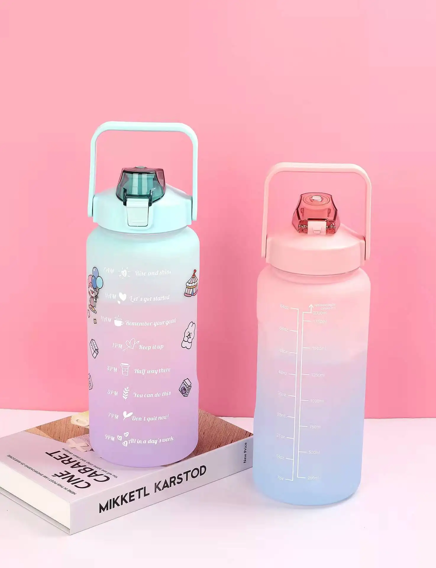 2 Litre Motivational Water Bottle,Reusable & Bpa Free Non-toxic Tritan ...