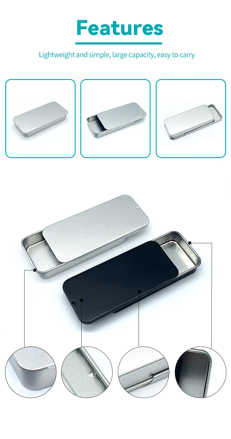 Small Slide Lid Lip Balm Storage - Recyclable Metal Tin