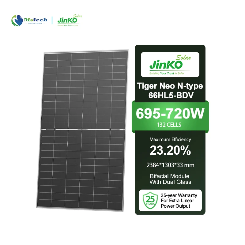 Jinko Tiger Neo N-type Mono Solar Panel 695w 700w 705w 710w N Type Bifacial Double Glass 715w ...