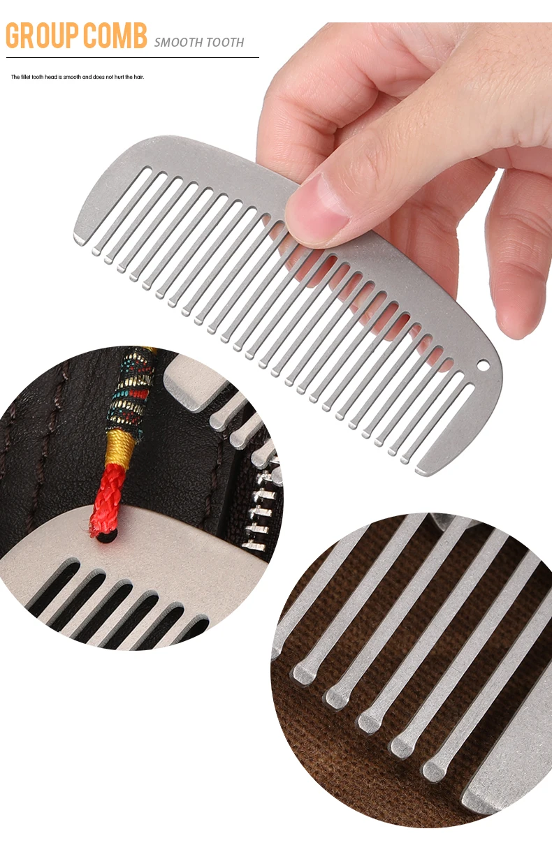 Titanium Comb Anti-Static Hair Beared Comb Pocket Camping Tent Travel ...