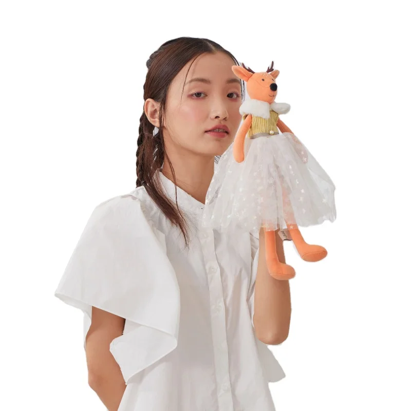 INS New Design Kids Fawn Princess Plush Toy Yarn Dress Doll Soothing ...
