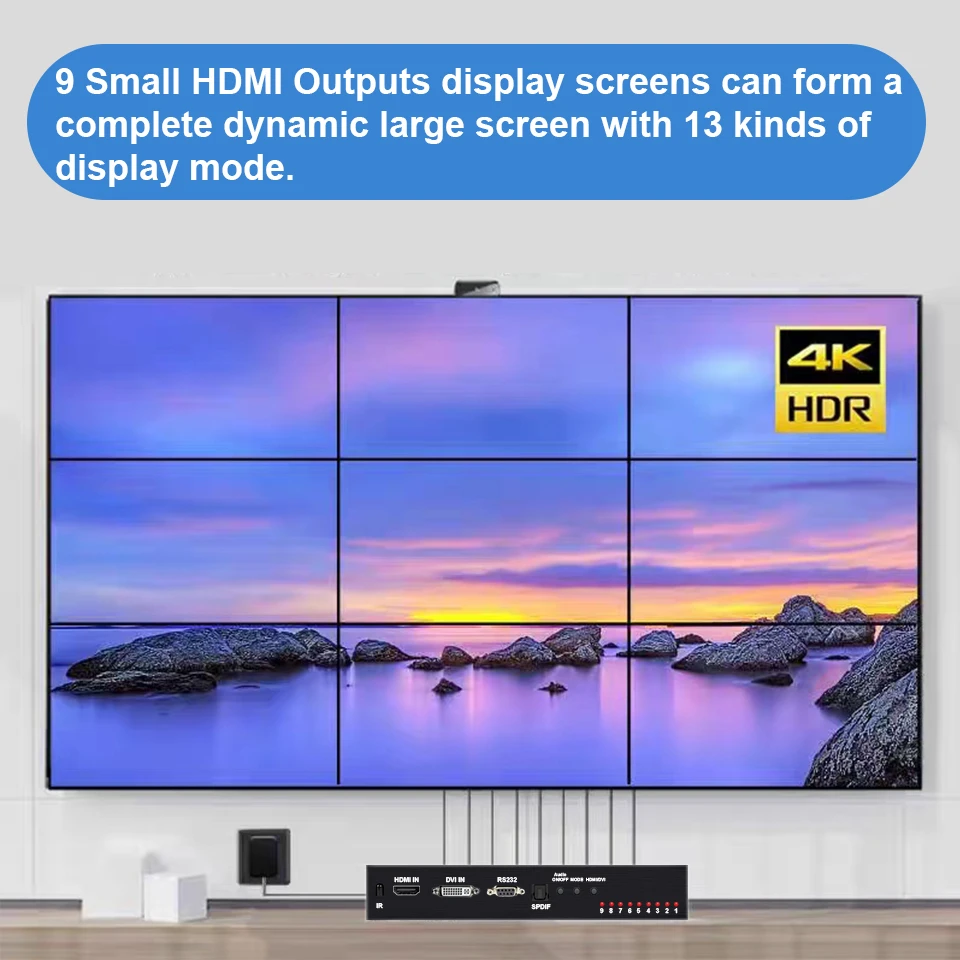 3x3 9 Screen 4K HDMI DVI TV Video Wall Controller - OEM