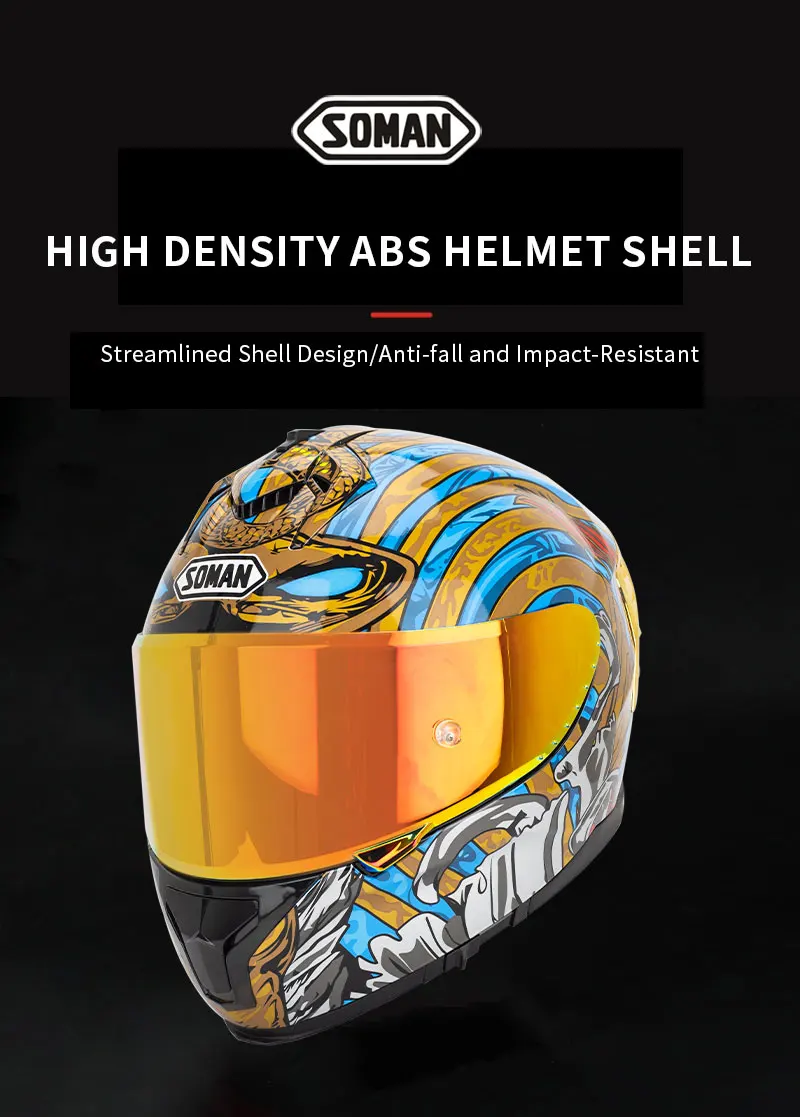 Soman Flip Up Helmet Men's Motocross Dot Approved Motorcycle Full Face ...