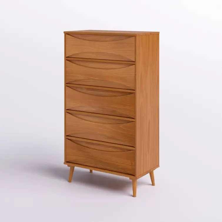 Wooden Sideboard Cabinet Organizers Chest Of 5 Drawers Vintage Solid ...