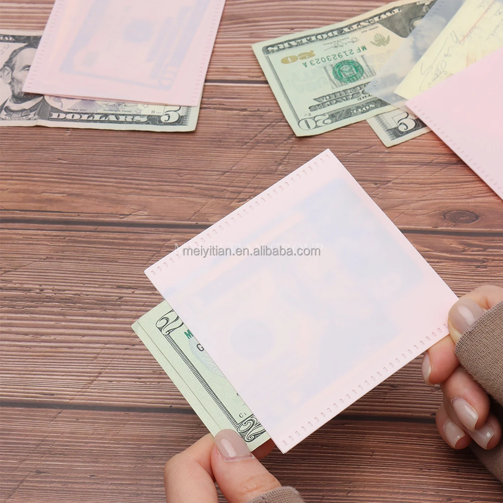 3.5x3.5 Inch Pink PP Cash Envelope - Zipless Money Storage