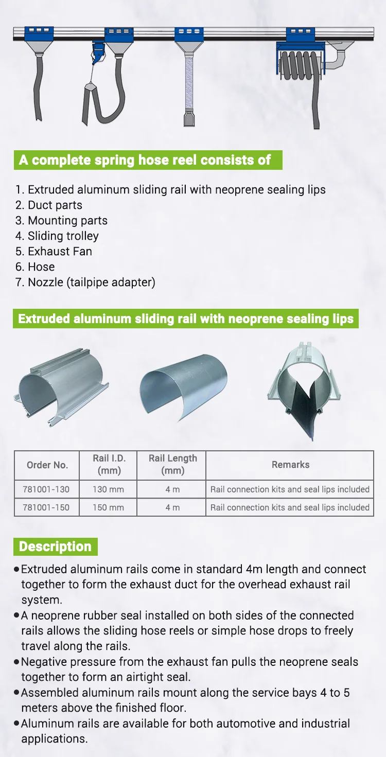 Aluminum Extruded Sliding Rail Exhaust Hose Industrial Ventilation ...