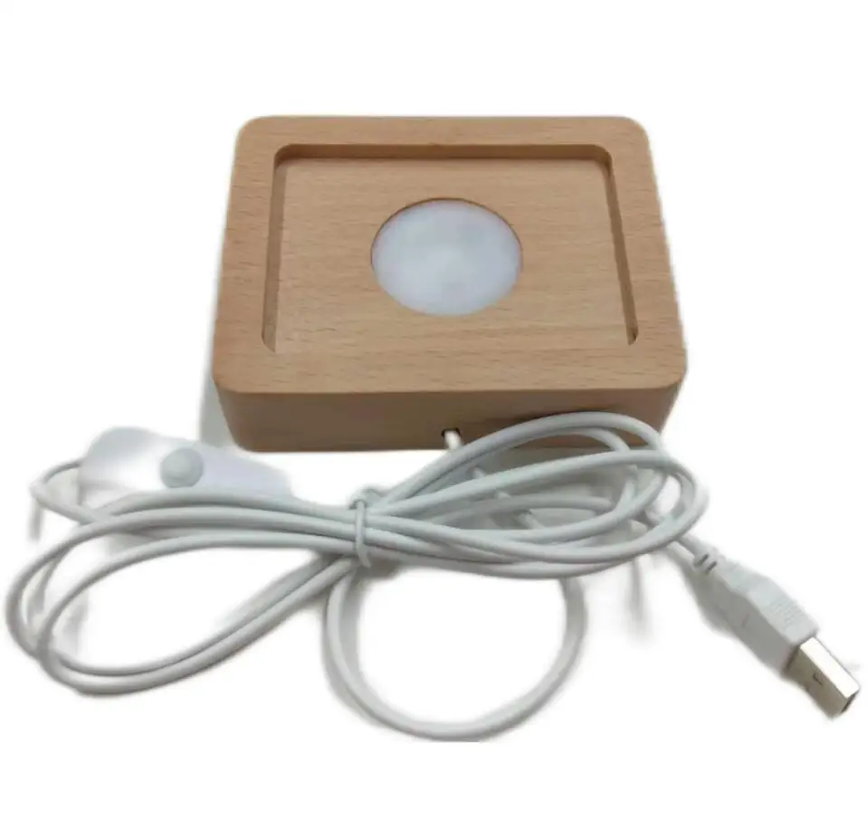 RGB Custom Led Wooden Display Base Led Light Stand Base Pedestal for 3D ...