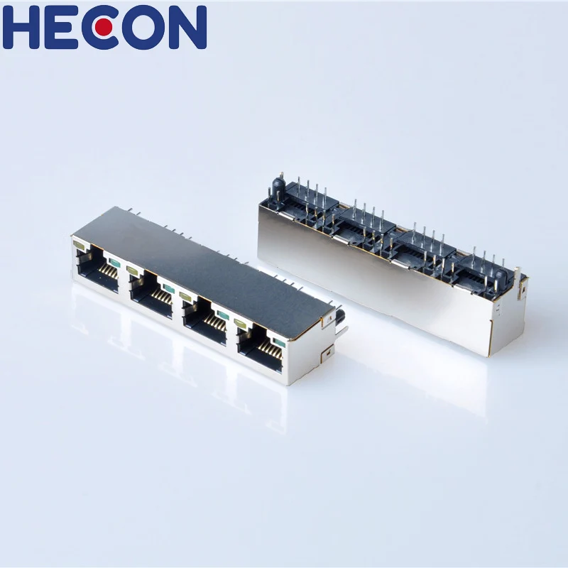 Rj45 Female Male Pcb Connector Straight Type Magnetic Modular Jack Ethernet Rj45 Socket ...