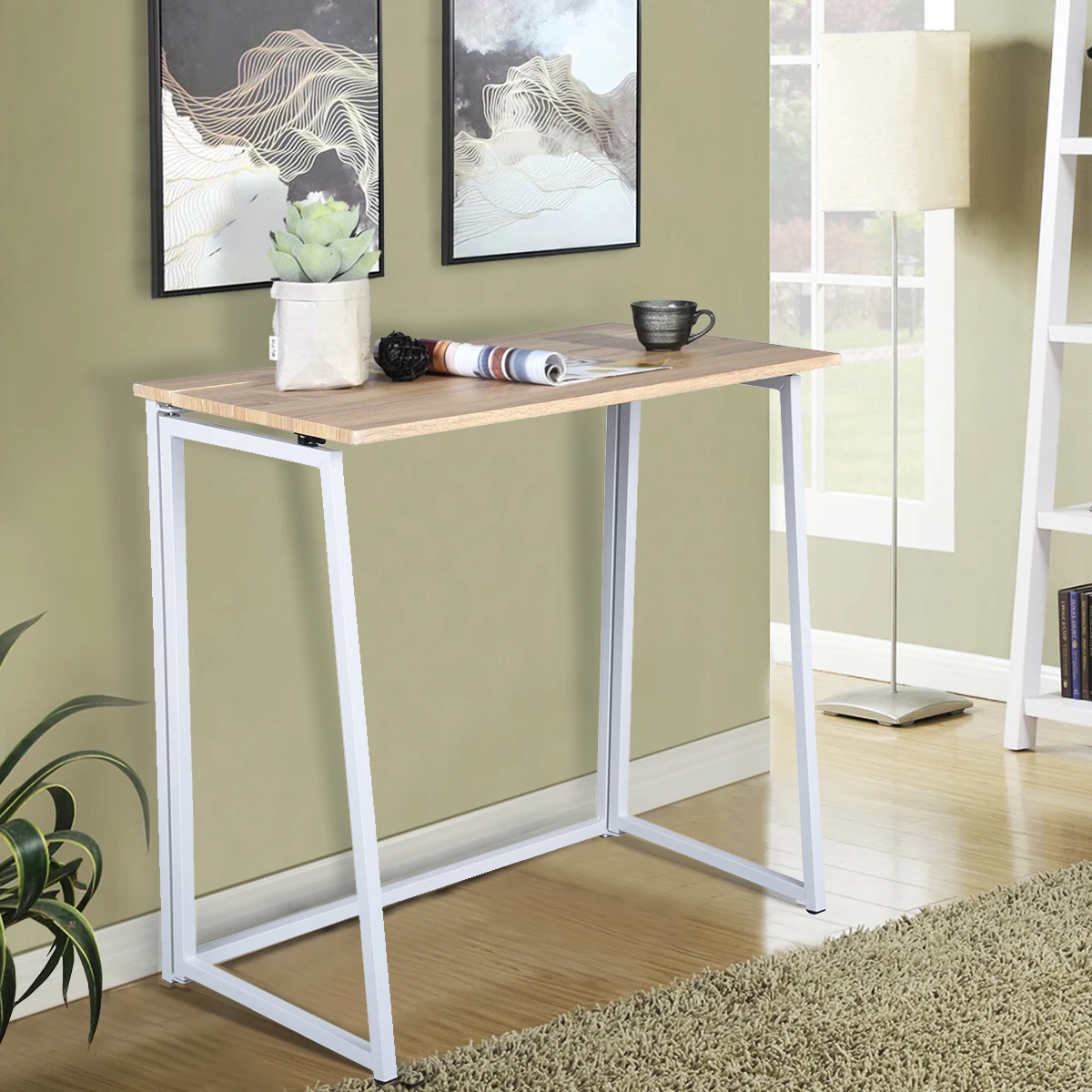 Modern Industrial Style Small Computer Desk Space Saving Folding Study ...