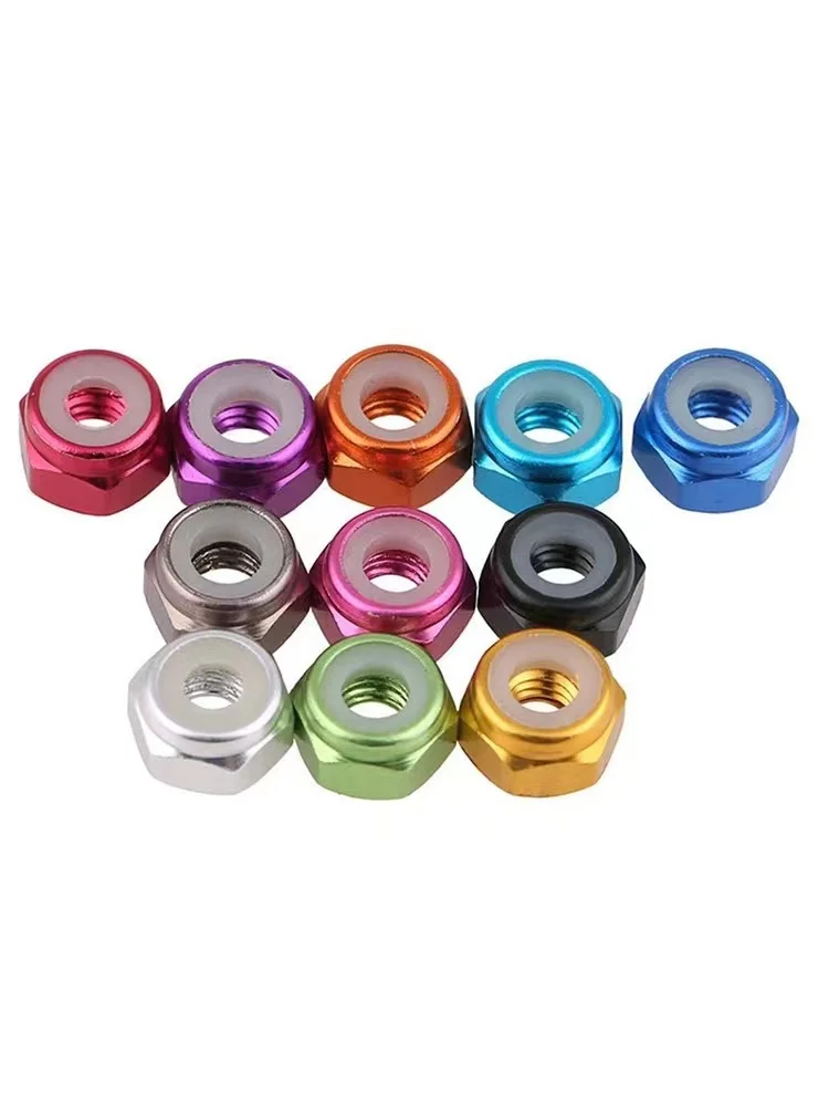 Aluminum Alloy Hexagonal Lock Nut Locking Self-locking Nylon Ring Color ...