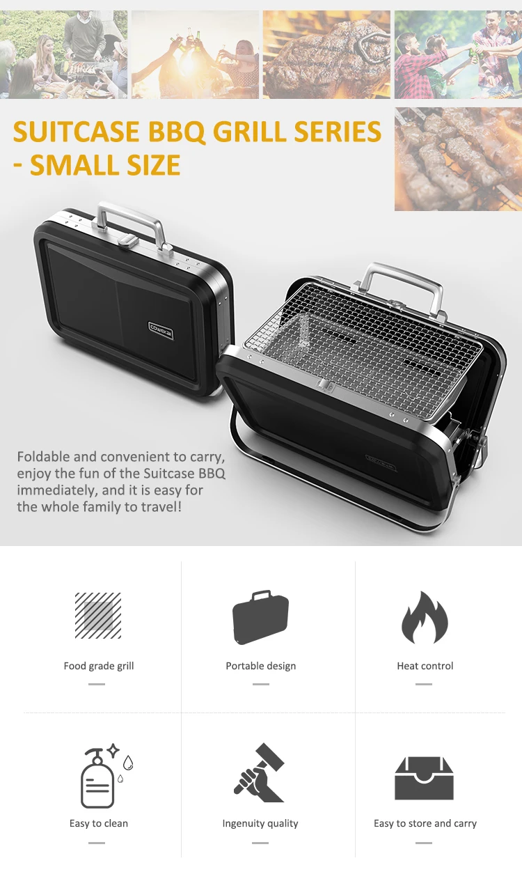 New Suitcase Design Stainless Steel Portable Barbecue Grill Folding ...