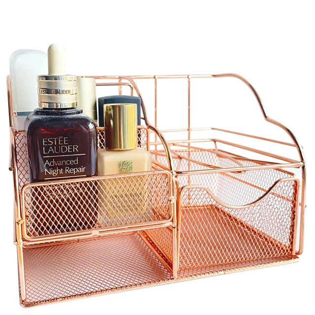 Vintage Copper Metal Mesh Desk Organizer Rose Gold Office Desktop ...